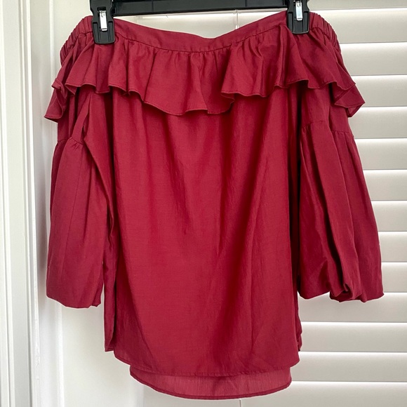 BCBGMaxAzria | Tops | Bcbg Red Off The Shoulder Top Medium Nwt | Poshmark